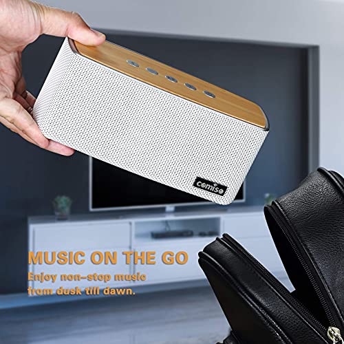 comiso Bluetooth Speakers, 20W Loud Wood Home Audio Outdoor Portable Wireless Speaker, Subwoofer Tweeters for Super Bass Stereo Sound Bluetooth 5.0 Handsfree 24H Playtime