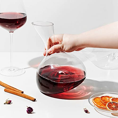 GoodGlassware Wine Decanter β Personal Red Wine Carafe with Wide Base and Aerating Punt - Crystal Clear, Full Bottle Pitcher (44 oz Capacity)
