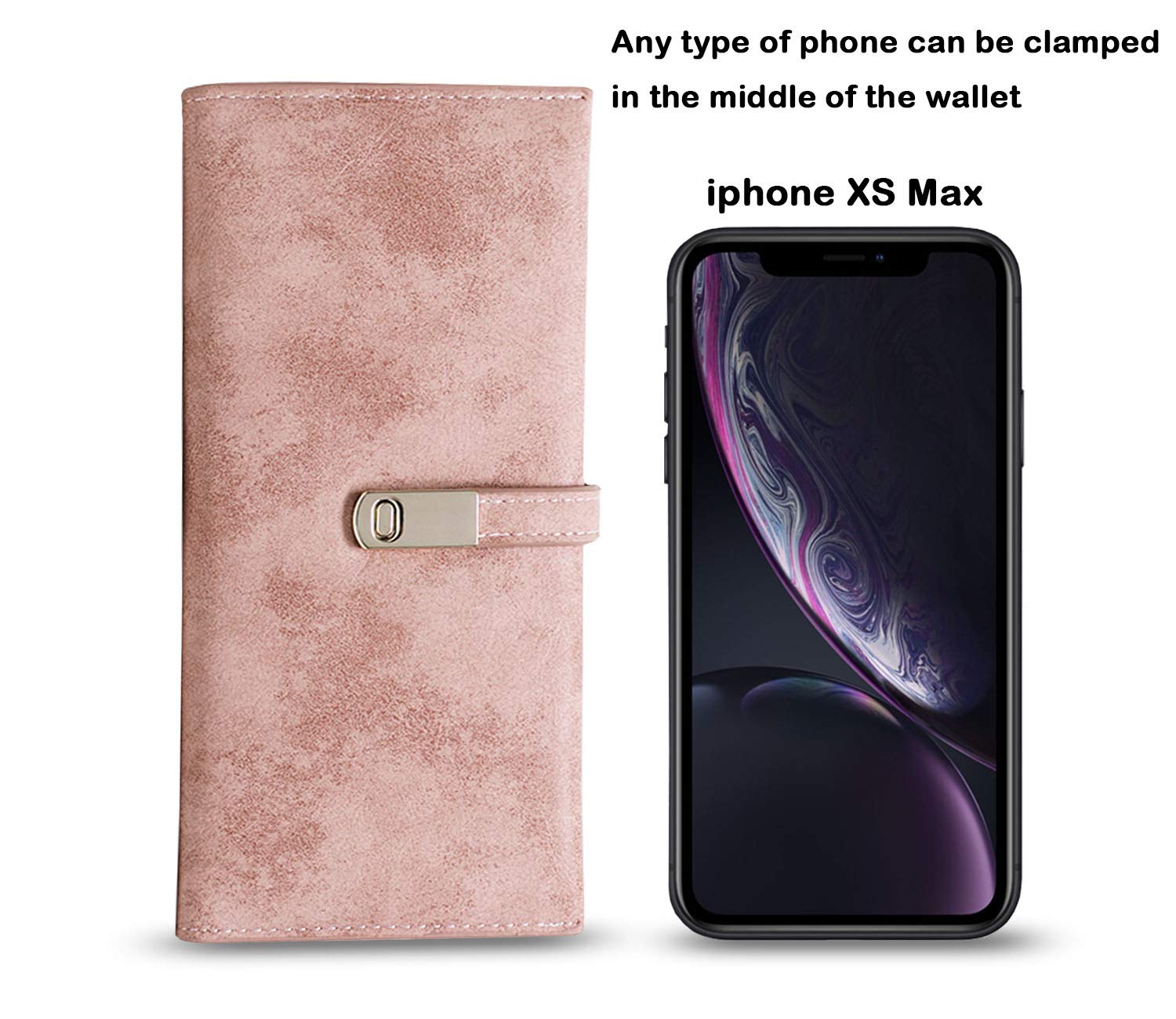 AOXONEL Womens Slim Wallet RFID Ladies Wallets Long Bifold Thin Skinny,Magnetic Closure (Pink)