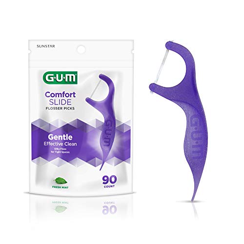 GUM - 887DD Comfort Slide Flossers for Tight Spaces, Fresh Mint, Dental Floss Picks, 90 Count (Pack of 6)