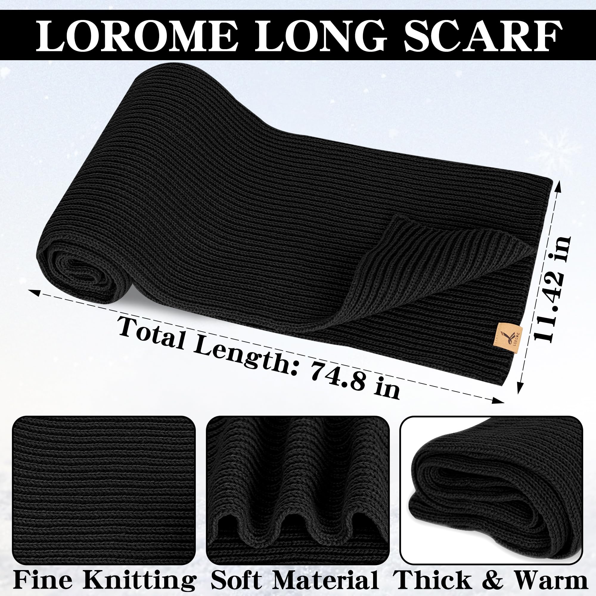 3 PCS Winter Hat Scarf Gloves Set, Soft Warm Knit Beanie Hat Touchscreen Gloves Long Knitted Scarf Set Winter Gifts for Men