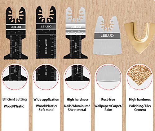 81 Pack Oscillating Saw Blades LEILUO Oscillating Tool Blades to Cut Metal Wood Plastic Multitool Blades Fit Dewalt Milwaukee Makita Worx Rockwell Wen Ryobi Porter Genesis Black