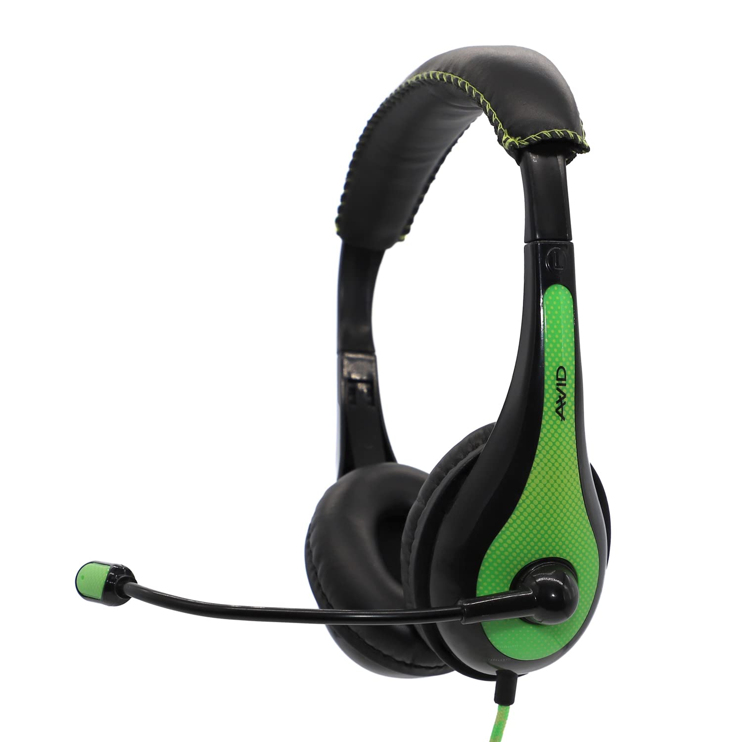 Avid Education AE-36-GR Stereo Classroom Computer Headset with Boom Microphone, Single TRRS Plug, Green