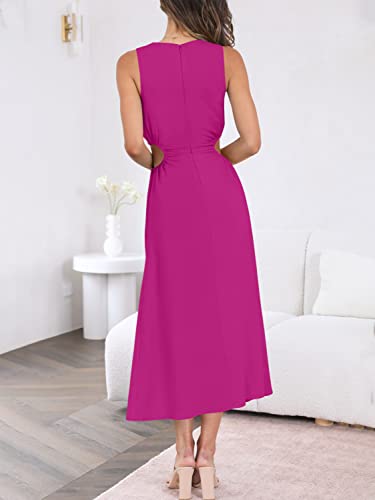 ANRABESS Women's Summer Sleeveless Cutout Maxi Dress Bodycon Slit Beach Wedding Guest Dresses 875meihong-M Rose