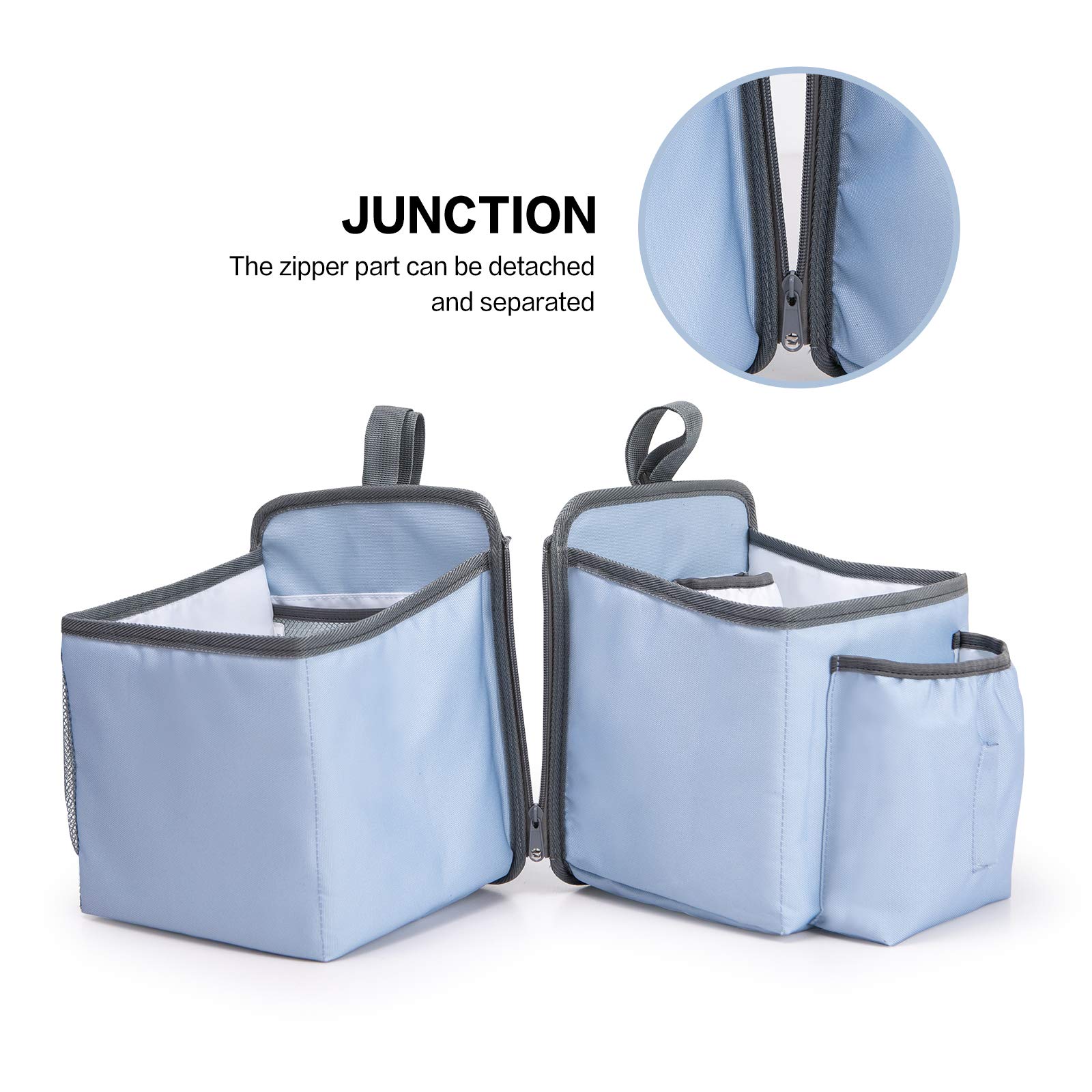 MOMIGO Baby Diaper Caddy Bag Stacker Organize - Nursery Storage Bin for Diapers, Wipes & Toys with Insulation Pocket - 2pcs Diaper Organizer for Crib Wall (Blue)