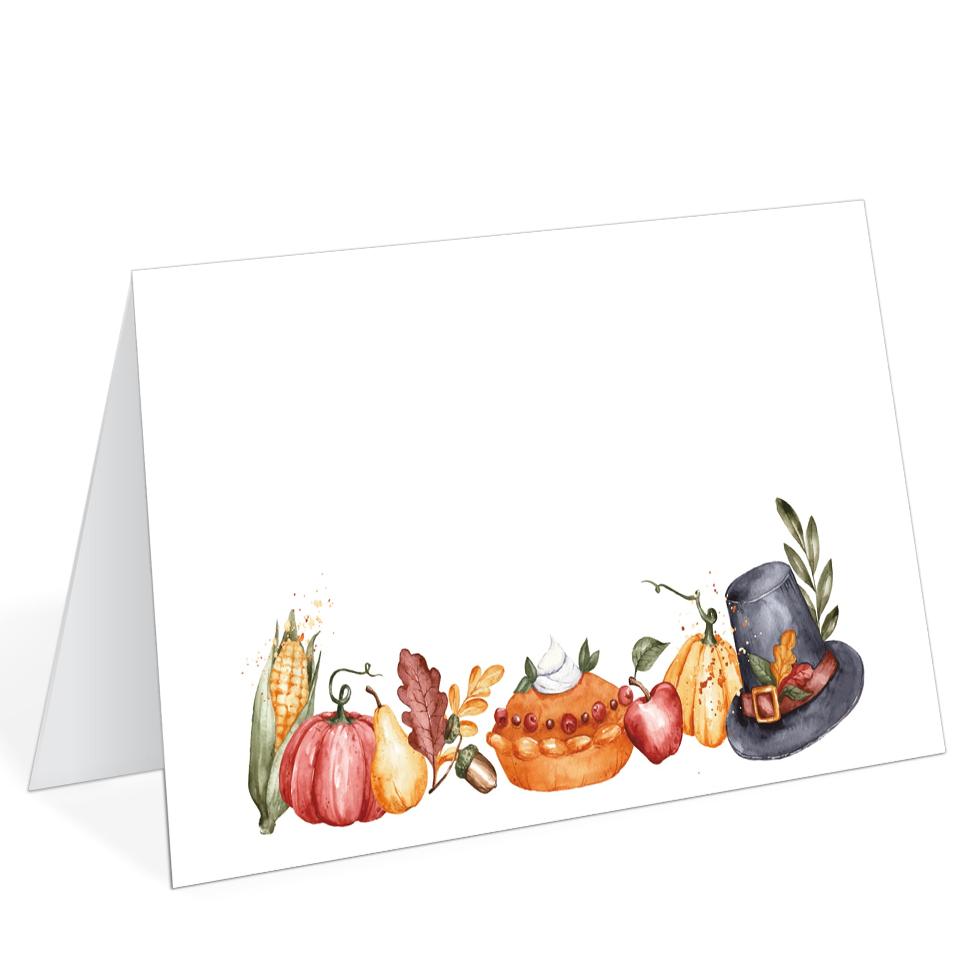 25 Pack Thanksgiving Tent Place Cards with Pumpkin, Place Cards for Table Setting, Folded Eggshell Paper Autumn Name Tent Cards for Thanksgiving Holiday Dinner Decorations - TG02