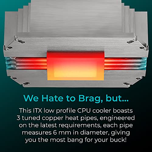 Iceberg Thermal IceFLOE T65 ITX Low Profile 3 Heat Pipe Extrusion Aluminum Heatsink HTPC CPU Cooler with 80mm Fan