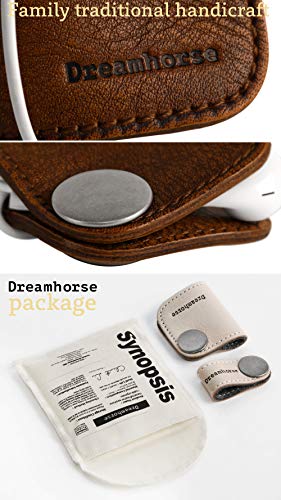 ELFRhino Earphone Organizer Genuine Leather Headphone Headset Earbuds Cord Wrap Winder Cord Manager Cable Winder Holder Keeper Manager Management(Coffee, Pack of 2)
