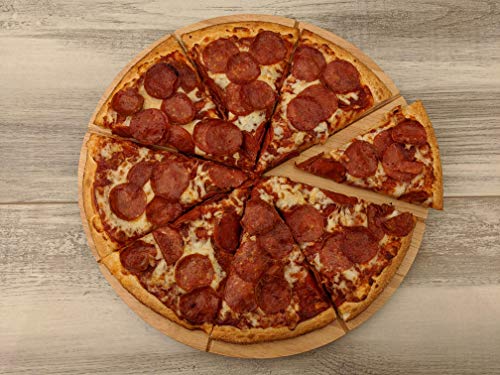 Checkered Chef Round Wood Cutting Boards - 13.5 Inch, Reversible Pizza Board w/ 8 Slice Grooves - Cheese Charcuterie Board