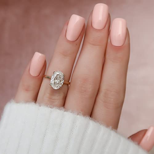 3 CT Oval Engagement Ring, Hidden Halo Moissanite Engagement Ring in 14K Yellow Gold, Ring Size - 6.5