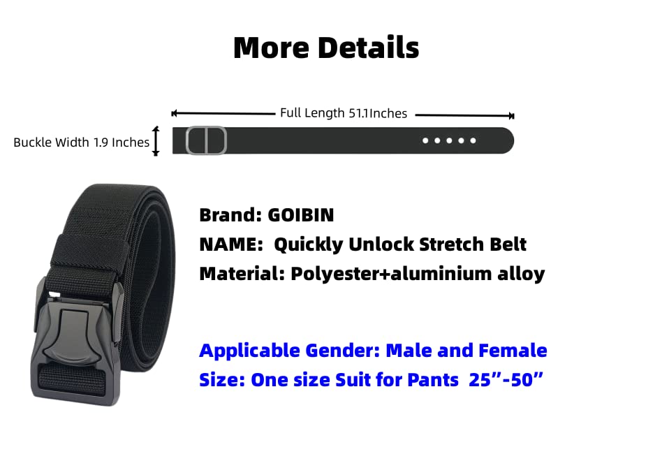 2 Pack-Metal Buckle Quick Release Outdoor Tactical Belt for Men Stretch Nylon Web Belt for Hunting Camping (BLACK+BROWN)
