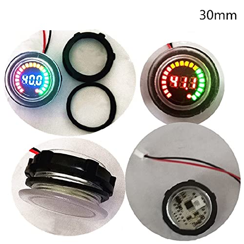 Taidacent Diameter 30mm Round Volte Meter Lithium Batteries DC Power Supply Tester Lead Acid Li Battery Waterproof Voltage Gauge (12V 3 String Li Battery Red Display)
