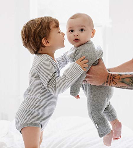 Burt's Bees Baby Unisex Bodysuits, 2-Pack Organic Cotton Short & Long Sleeve One-Pieces,Heather Grey, 0-3Months