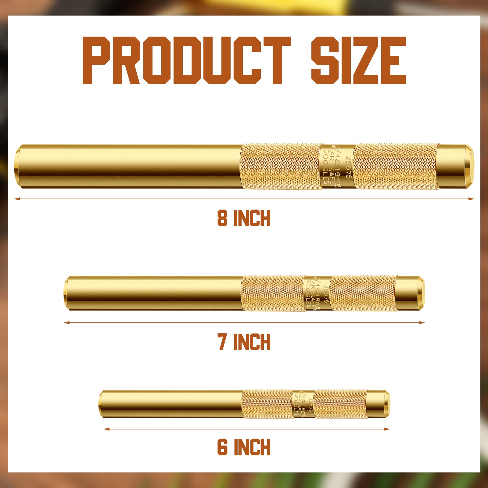 3 Pcs Brass Drift Punch Set, 3/4, 1/2, 3/8 Inch, 25075 25076 25077 Brass Punch Kit