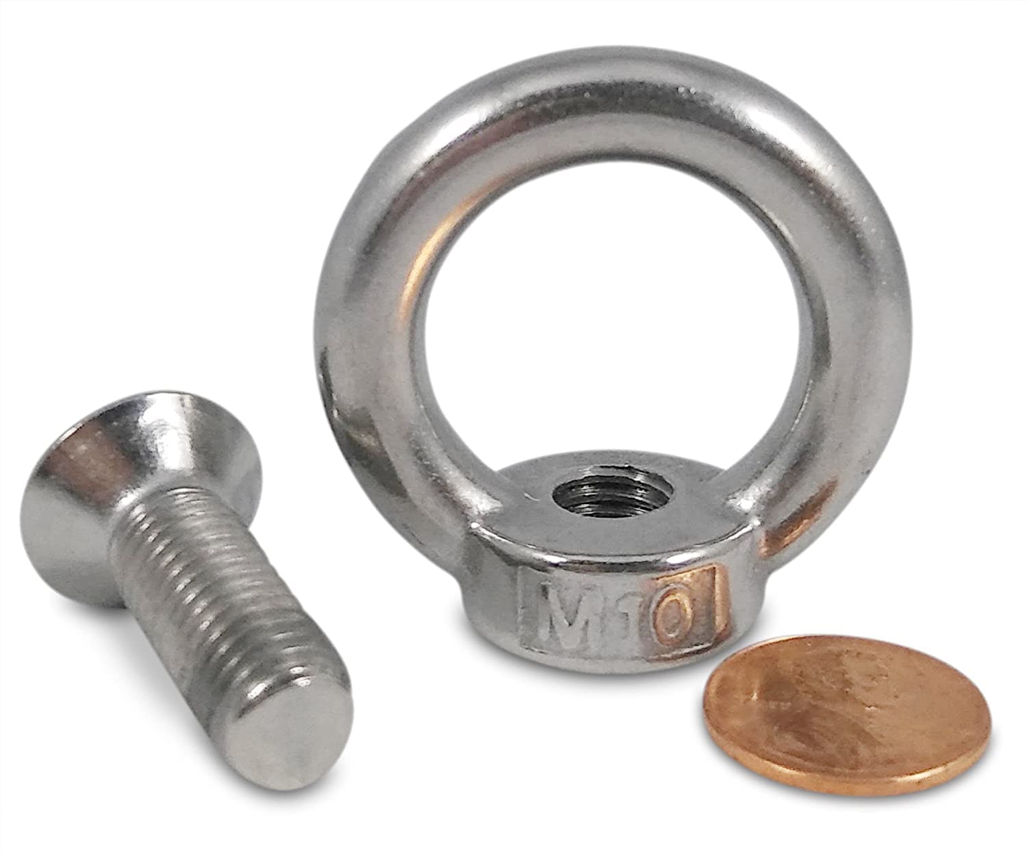 Brute Magnetics Eyebolt with Screw, M10 Stainless Steel Threaded Ring, Countersunk Screw Fishing Magnets Accessories, Heavy Duty Eyebolt for Magnet Fishing, Industrial Strength