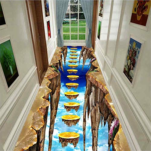YQ WHJB Area Rug 3D Pastoral Style,Floral Road Corridor Mat,Entrance Indoor Floor Mat,3D Geometric Optical Illusion Carpets E 50x160cm(20x63inch)