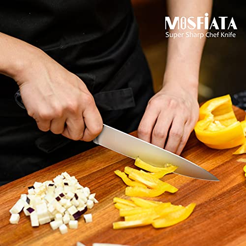 MOSFiATA Kitchen Chef Knife, 8” Full-Tang Cooking Knife High Carbon Stainless Steel Super Sharp Vegetable Meat Knife with Ergonomic Handle, Perfect for Kitchen & Restaurant