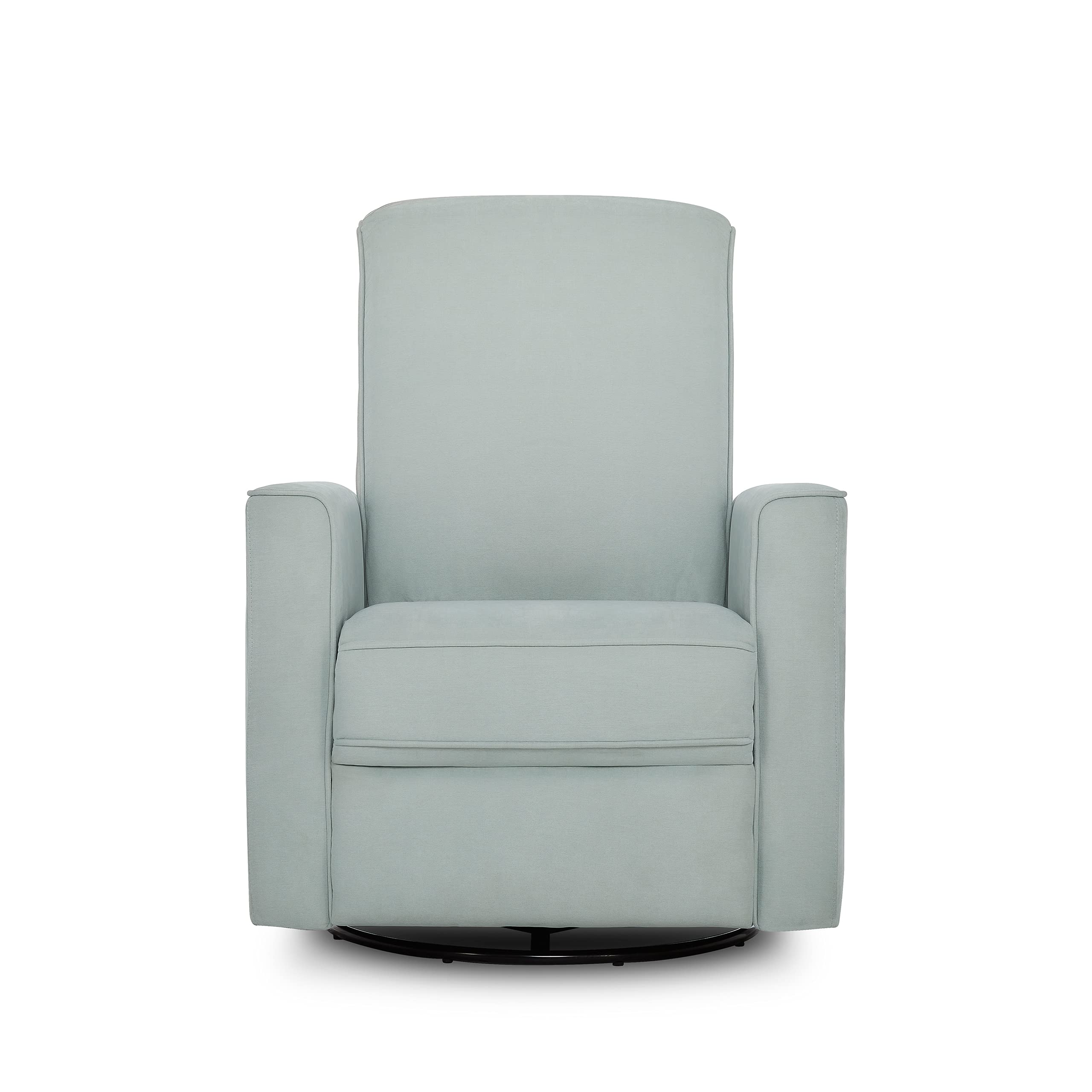 Evolur Raleigh Upholstered Plush Seating Glider Swivel, Rocker, Recliner, Glider for Nursery in Light Blue, Greenguard Gold Certified, Modern Nursery Recliner, Environmentally Conscious Glider