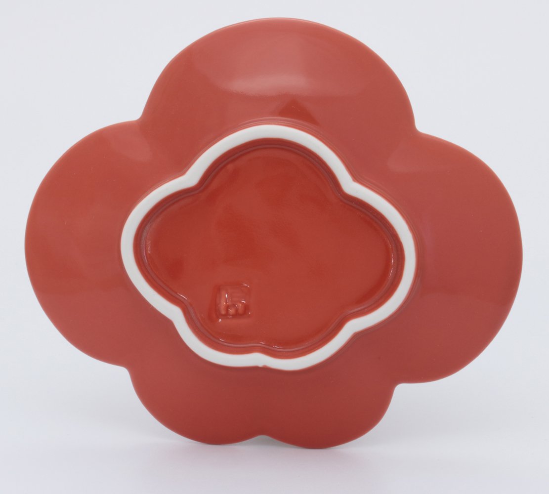 24to3西富陶磁器(Nishitomi) Arita Ware Hakushiyama Kiln Lucky Plate 2 Color Set Red and White Plum