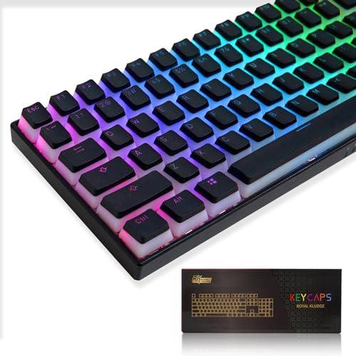 RK ROYAL KLUDGE 112 Double Shot PBT Pudding Keycaps, OEM Profile ANSI ISO Layout Keycap Set with Translucent Layer for Mechanical Keyboard, Black