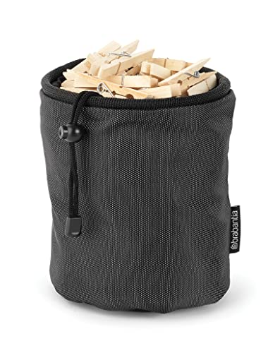 Brabantia - Premium Peg Bag - Laundry Pegs Storage - Durable Weather-Resistant Materials - with Closing Cord - Bag Hook - Clothes Pins - Black - Up to 150 Pegs