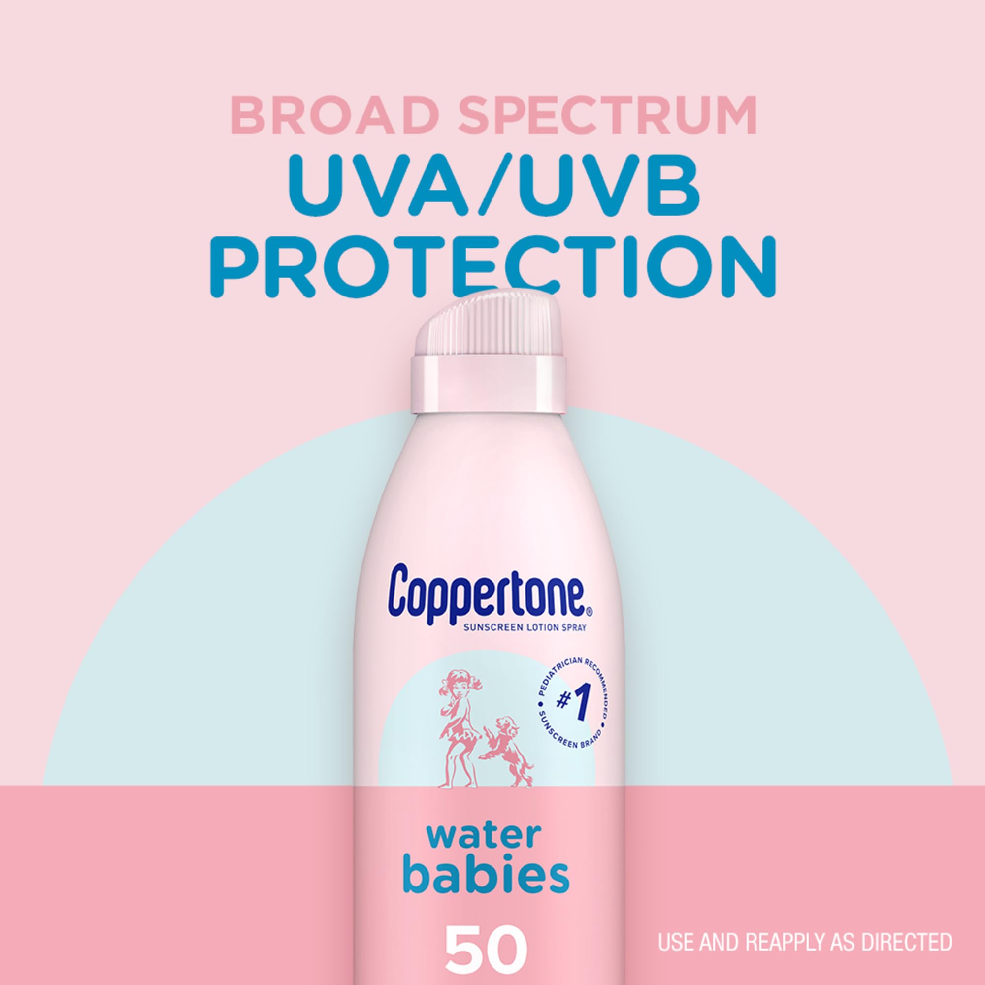 Coppertone WaterBabies Sunscreen Spray, SPF 50 Baby Sunscreen, Spray On Sunscreen, 6 Oz, 2 Pack
