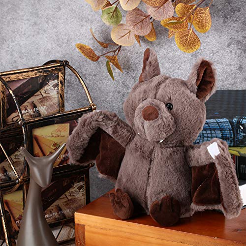 Plush Bat Bashful Stuffed Animal Bat Cute Plush Animal Halloween Furry Doll 11 Inches (Brown)