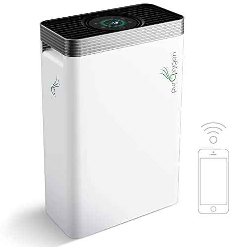 PURO²XYGEN P500i - Air Purifier with H13 HEPA Filter - Up to 1650 sq ft Large Room Air Purifier for Home - Air Cleaner for Pet Dander, Dust and Indoor Pollutants- WiFi Control, Child Lock