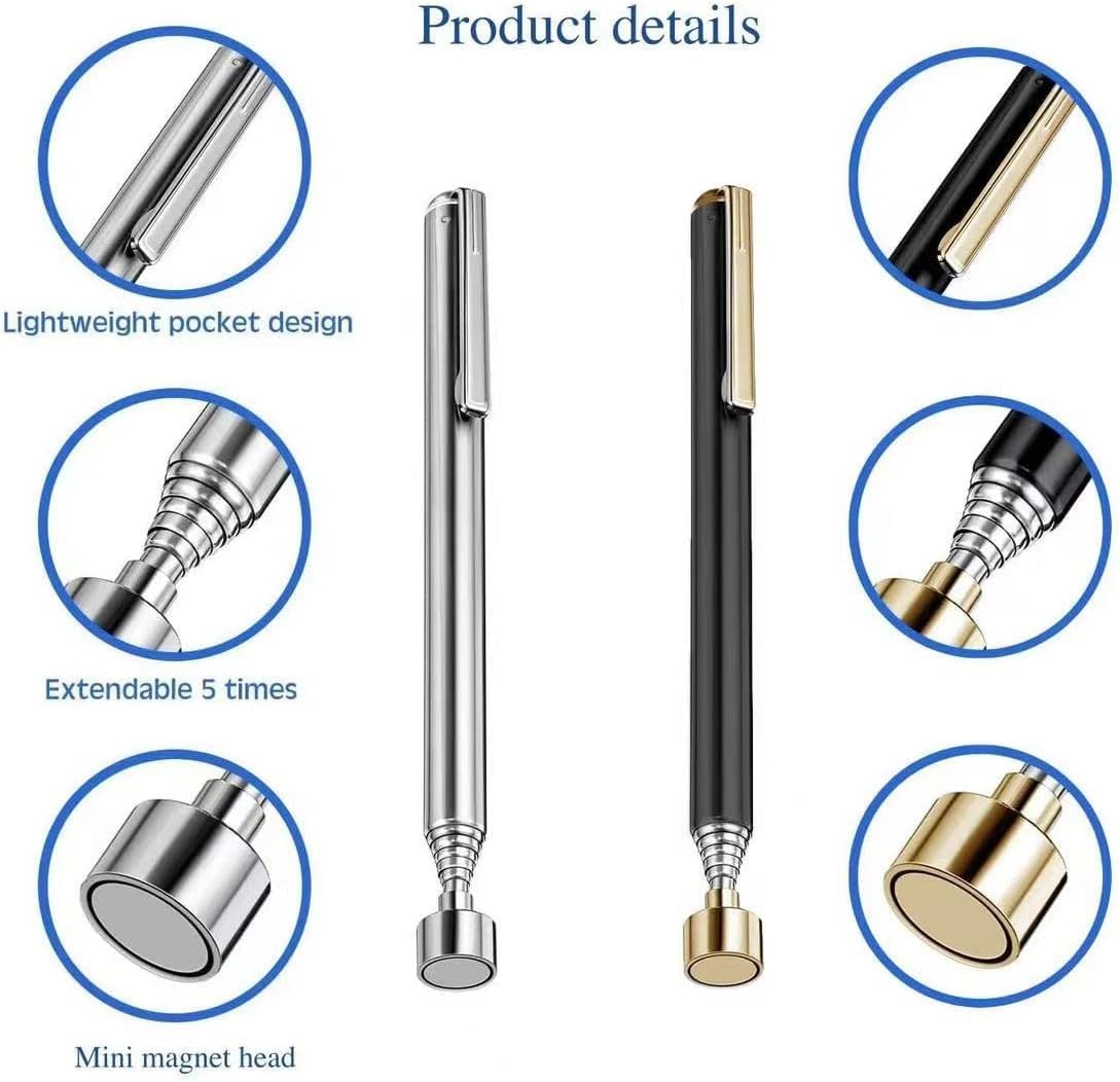 2 Pieces Magnetic Telescoping Pick-Up Tool with Pocket Clip 3 Lb Extendable Magnetic Grabber Reacher Tools 25 Inch Flexible Magnet Retrieval Stick Gadget Suitable Gifts for Men