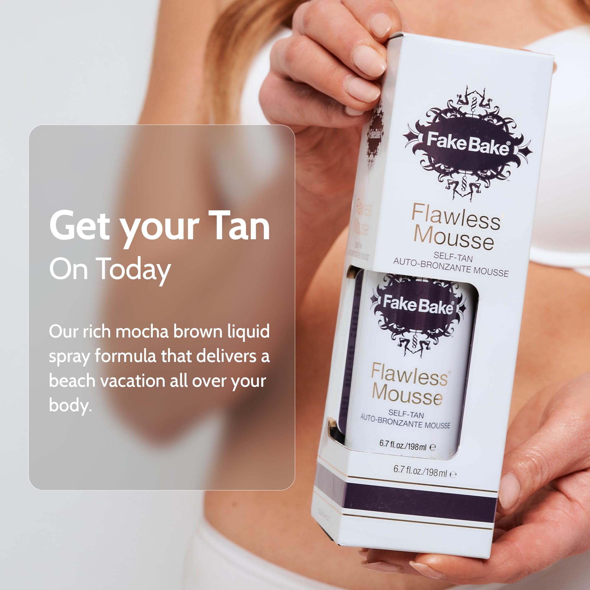 Fake Bake Flawless Self Tanning Mousse Streak-Free, Long-Lasting Natural Glow For All Skin Tones Women & Men - Sunless Tanner Includes Mitt For Easy Application, Black Coconut Scent - 6.7 oz