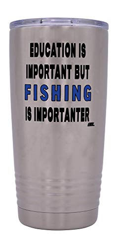 Rogue River Tactical Funny Fishing 20 Oz. Travel Tumbler Mug Cup w/Lid Vacuum Insulated Hot or Cold Education Fishing Gift Fish