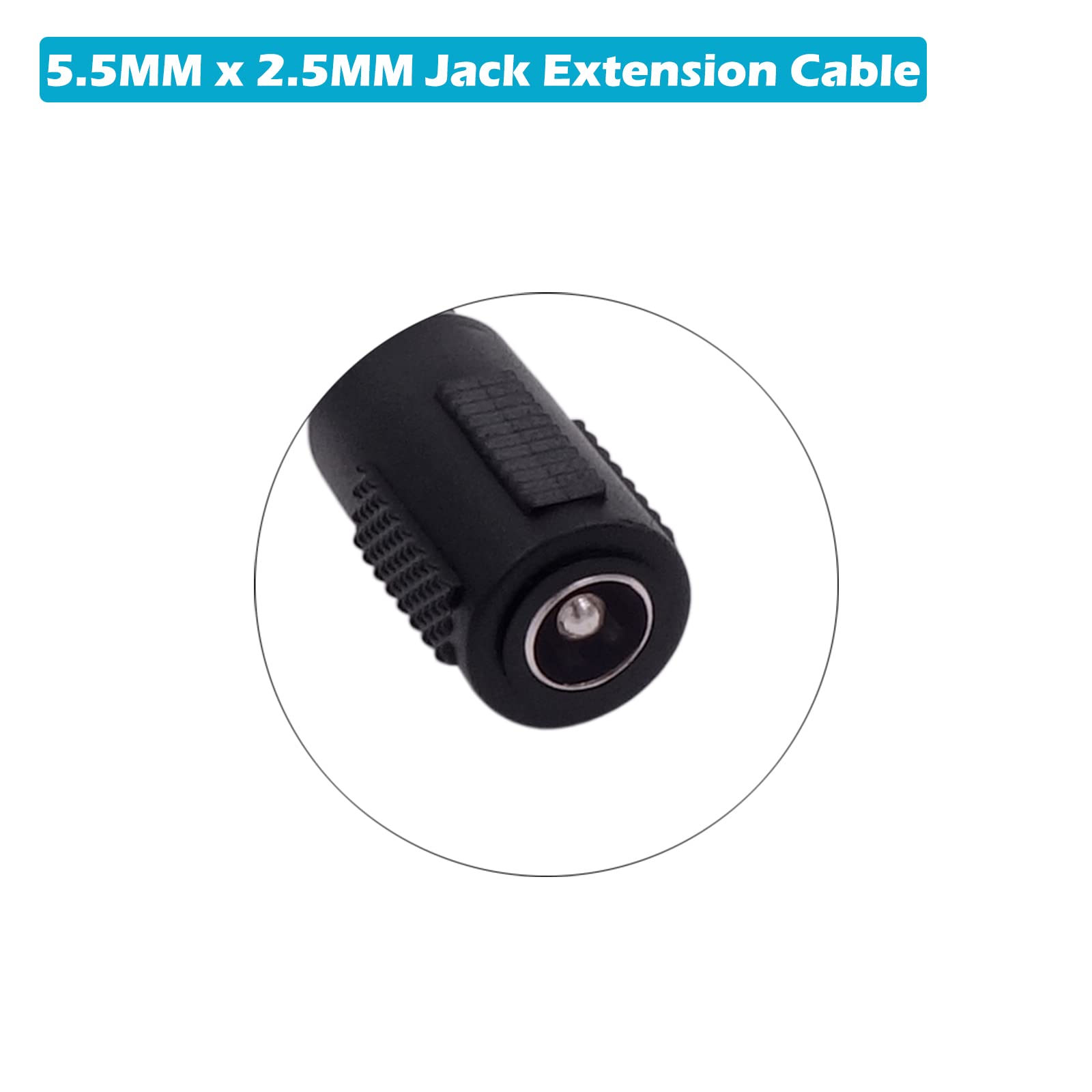 Fancasee (2 Pack 6 ft 5.5mm x 2.5mm DC Power Extension Cable 90 Degree Right Angle Male to Female Plug Jack Extension Cord for IP Camera CCTV Security Camera Surveillance LED