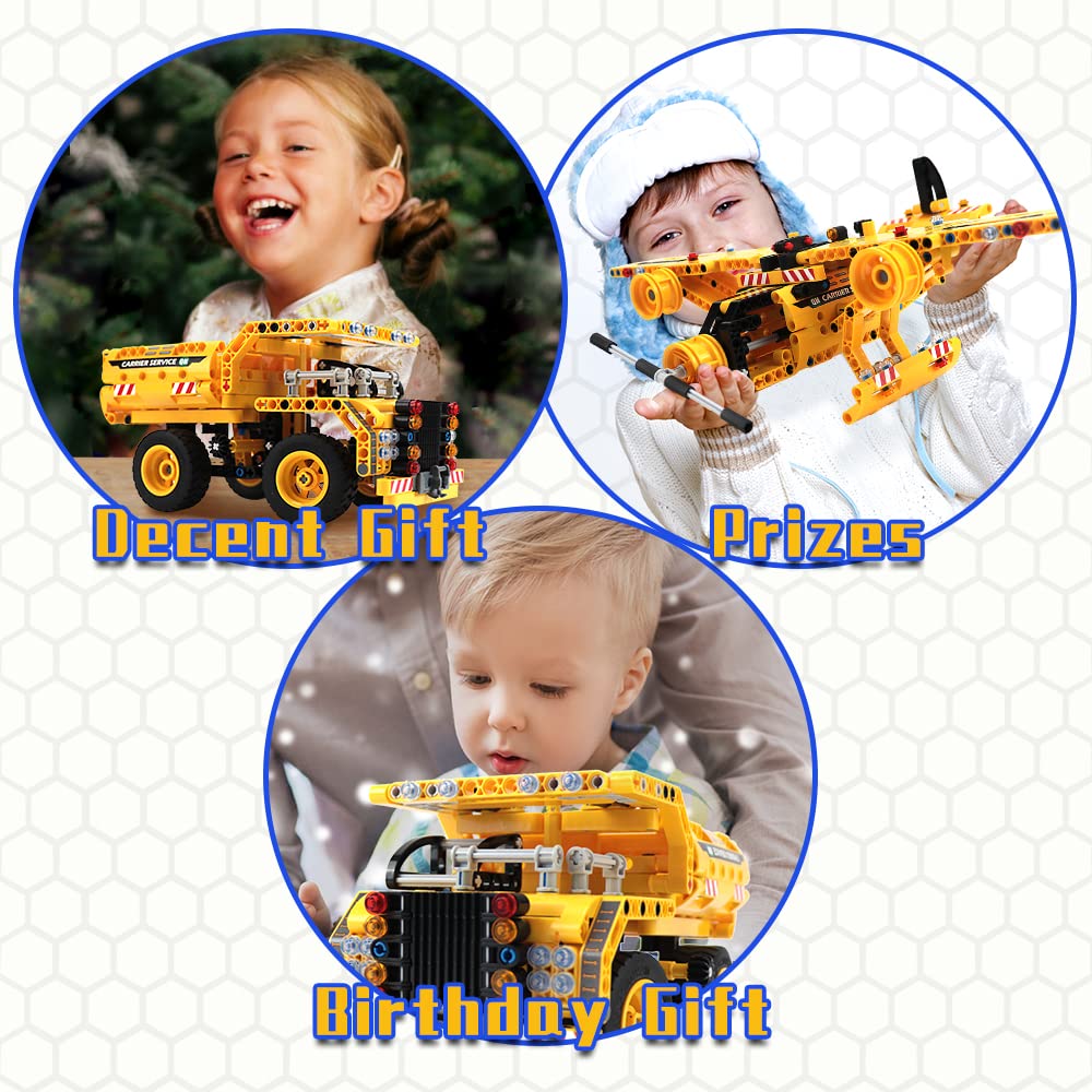 Amy&Benton Dump Truck Building Toys Sets for Boys 8-12 or Airplane Building Kit STEM Plane Building Toys Set for Kids