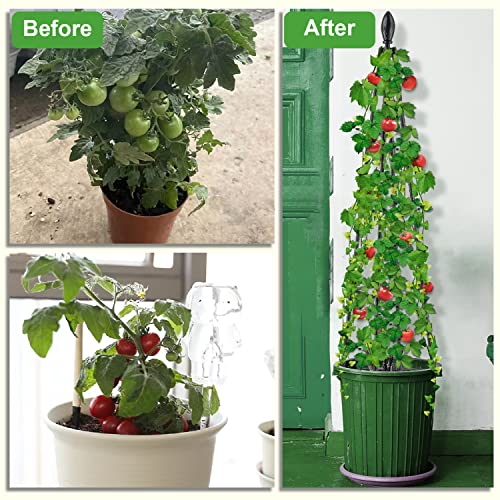 AlisisFores 4 Ft Tower Obelisk Trellis for Potted Climbing Plants, Garden Trellis Rustproof Plastic Coated Metal Plant Support for Vegetables, Vines and Rose Bushes