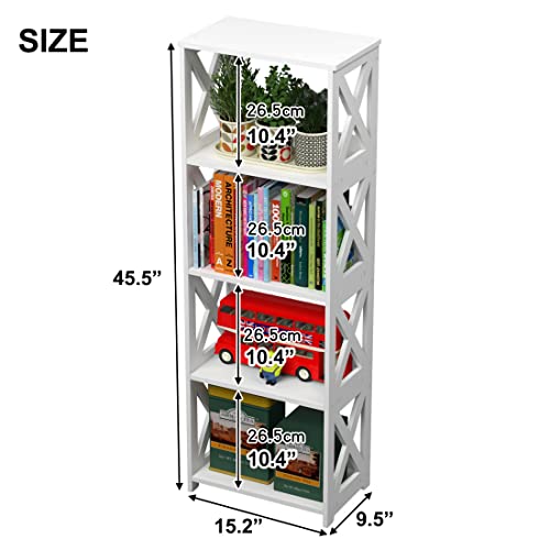 Rerii Bookcase, 5 Tier Small Bookshelf Kids Open Shelves, Standing Book Storage Case Shelf Display Rack Table for Bathroom Living Room Bedroom Office, White
