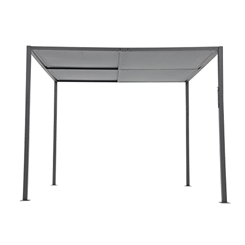 COBANA Outdoor Pergola, 9β x 9β Patio Aluminum Pergola Sun Shade with Adjustable Textilene Roof for Garden, Backyard, Lawn, Poolside