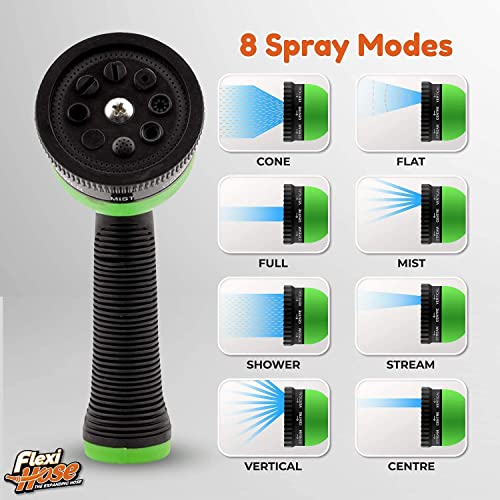 Flexi Hose with 8 Function Nozzle Expandable Garden Hose 50 ft, Lightweight & No-Kink Flexible Extendable Garden Flex Hose, 3/4 inch Solid Brass Fittings and Double Latex Core, 50ft Black
