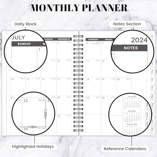 2024-2027 Monthly Planner/Calendar - 3 Year Monthly Planner 2024-2027, Jul 2024 - Jun 2027, 6.3" x 8.4", 36 Monthly Planner with Tabs, 30 Notes Pages, Double-side Pocket, Holidays