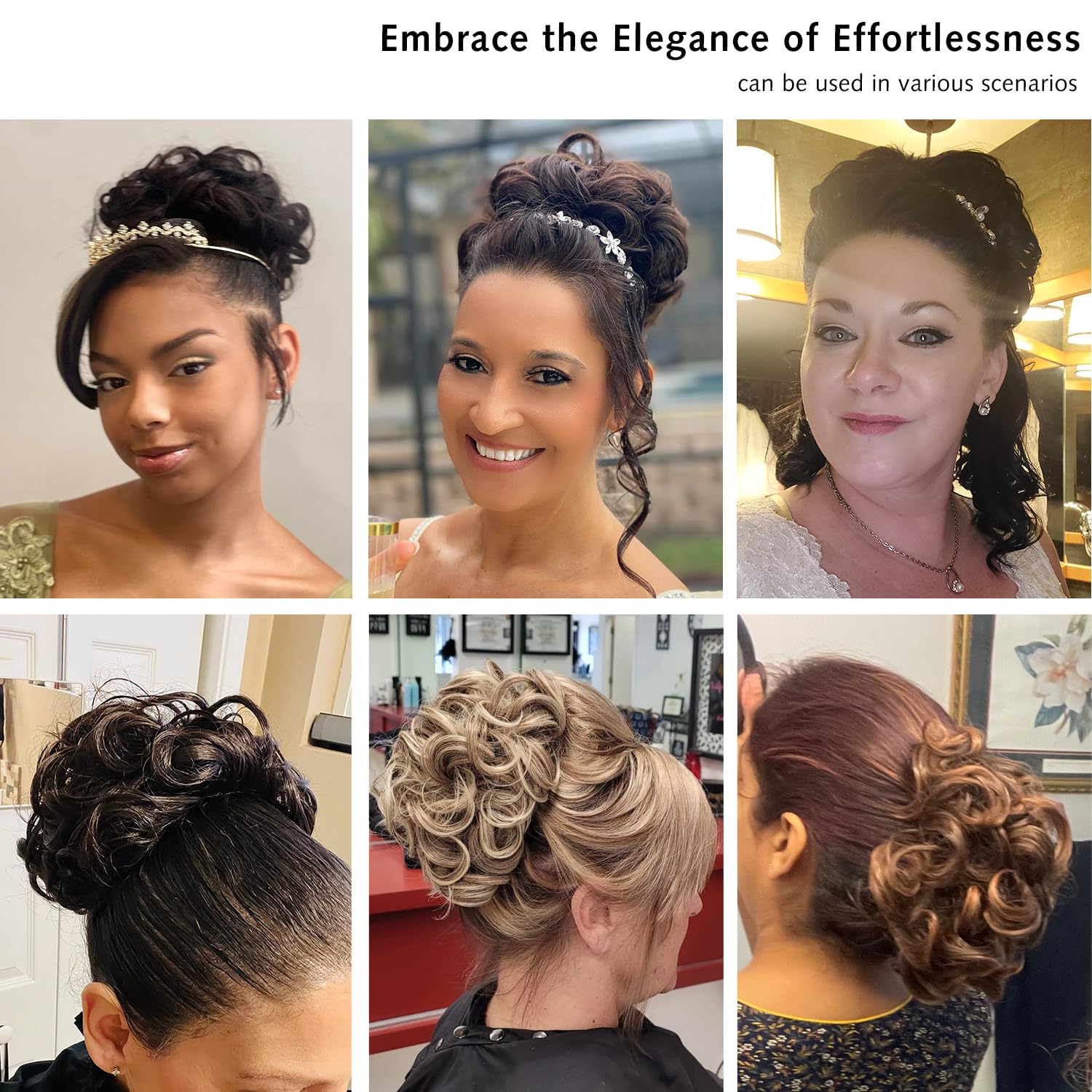 Rose bud Chignon Hairpiece Curly Bun Extensions Scrunchie Updo Synthetic Combs in Messy Bun Hair Piece for Women Dark Brown