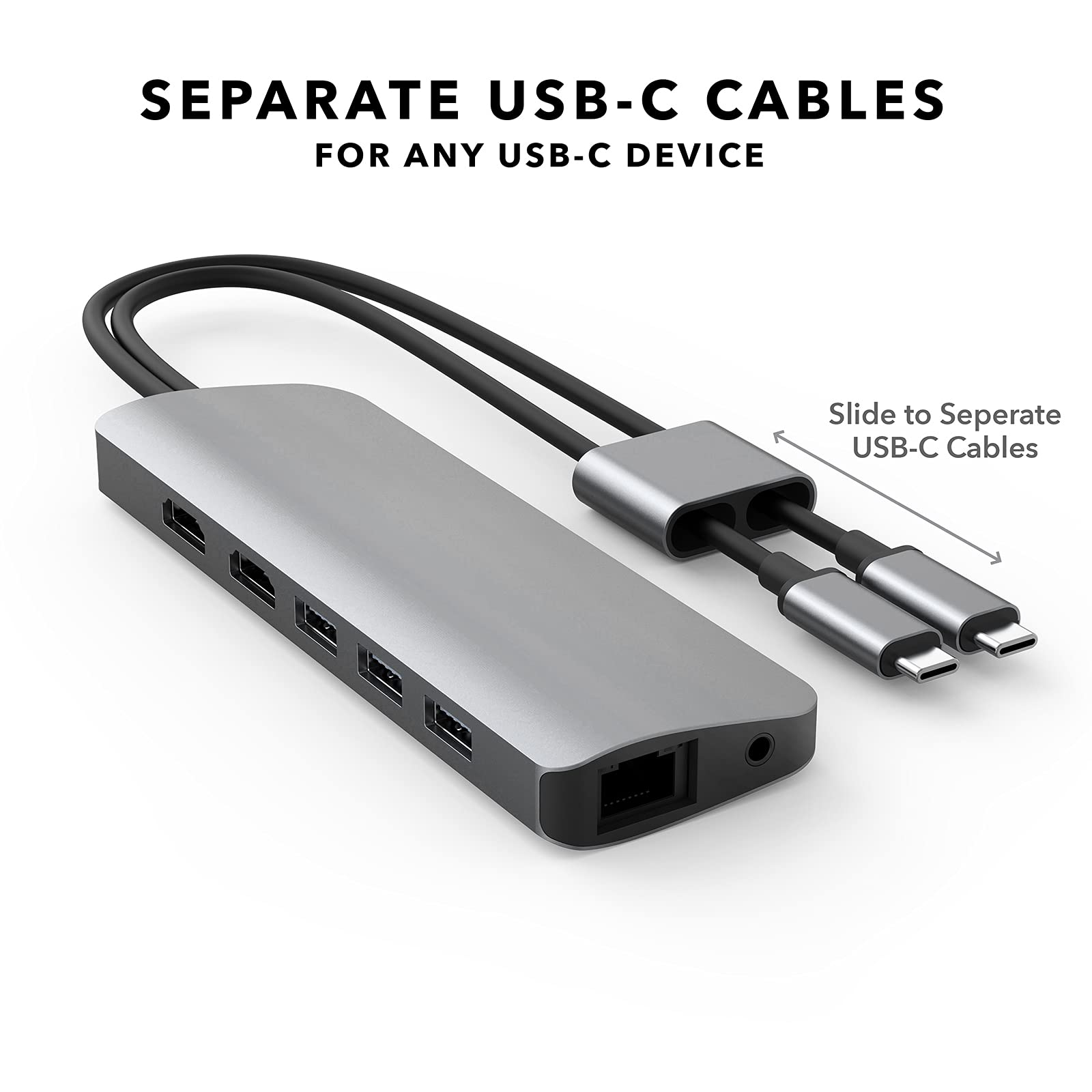 HyperDrive 10-in-2 USB C Dock, Dual Monitor HDMI 4K@60Hz, 60W USBC Power Delivery, Gigabit Ethernet, USB-C Hub Adapter for MacBook Pro with M1 Pro/Max 2021, MacBook Pro 2016-2019, MacBook Air, Gray