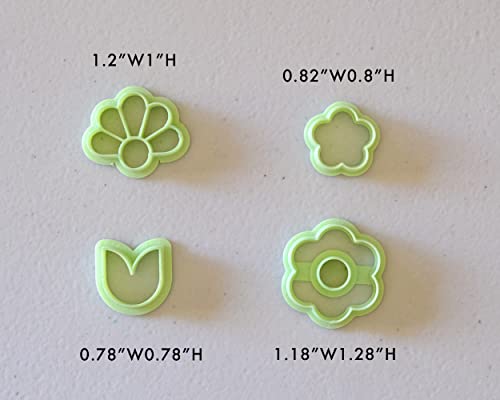 4 Pieces Set Polymer Clay Cutters, Flower Shaped Clay Cutters for Jewelry Making Beginner, Clear Clay Earring Cutters for Pottery and Cookie Cutters