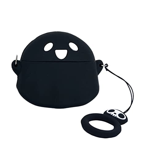 AirPods 3rd Generation Case Cover, Luminous Cute Ghost Case with Lanyard Keychain Designed for Airpods 3, Soft Silicone Anime Funny 3D Cartoon AirPods 3 Case for Women Men Kids Teens (Black Ghost)