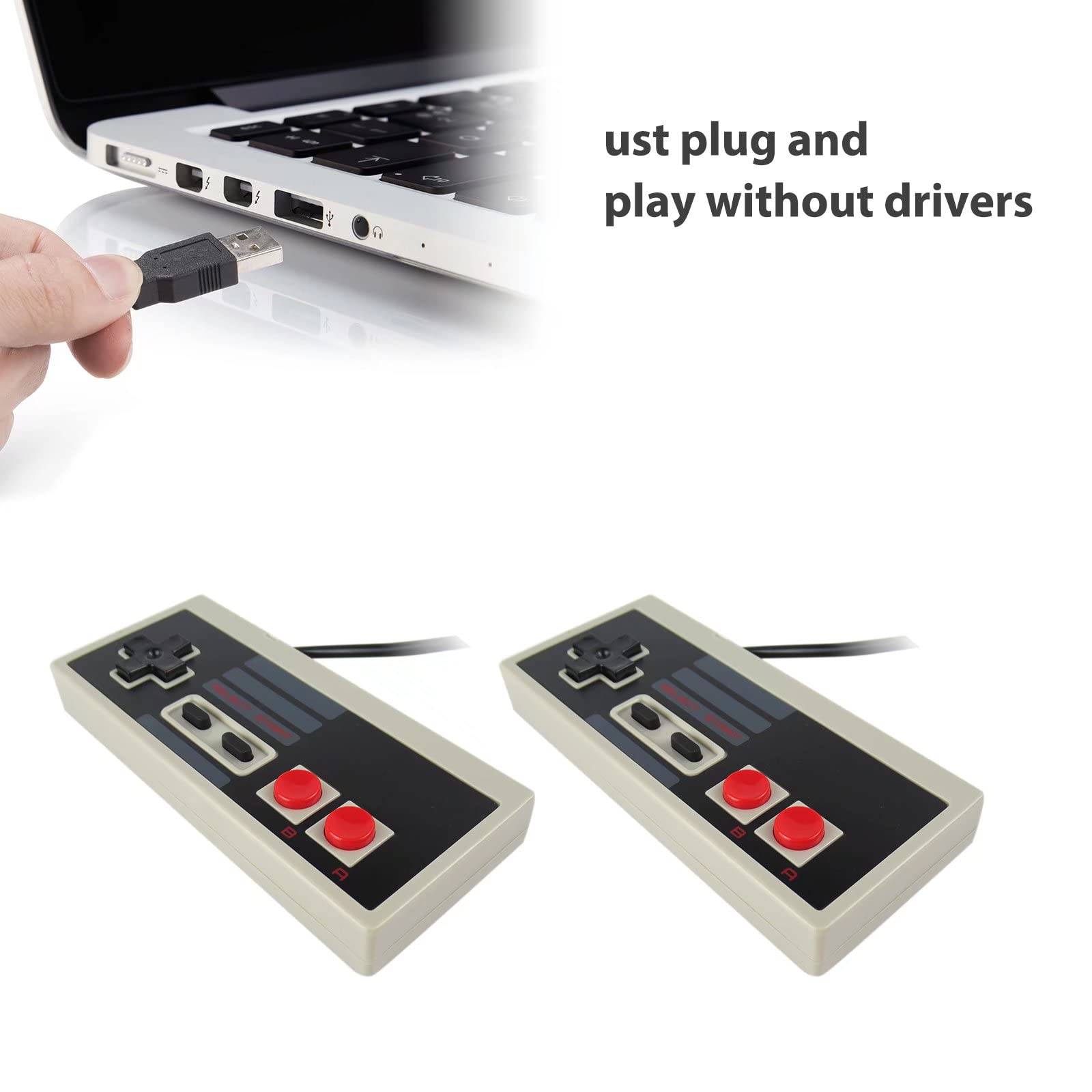 2 Pcs Classic wired usb controller gamepad joystick For NES game console Video Gaming Joypad For PC Mac Computer Windows