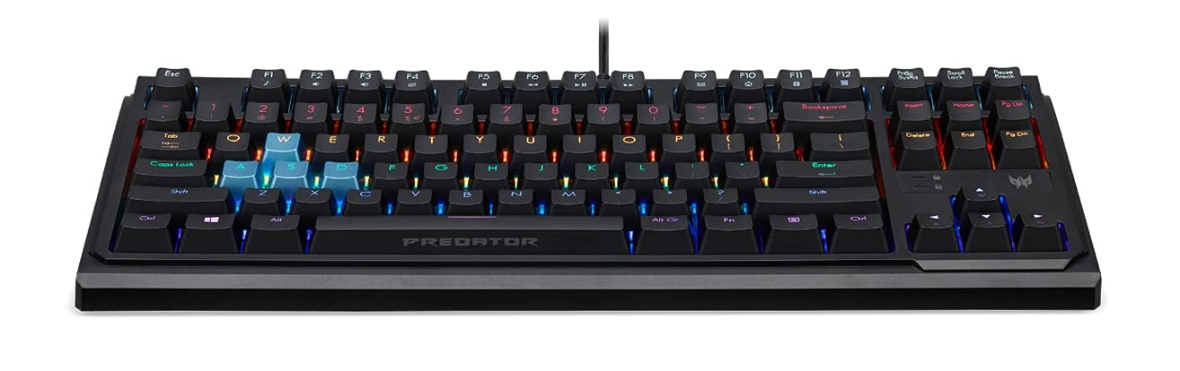Acer Predator Aethon 301 TKL Gaming Keyboard - Gateron Blue Switches | 6 Zone Backlit LED Color Keys | 7 Level Brightness | 8 Preset Lighting Modes