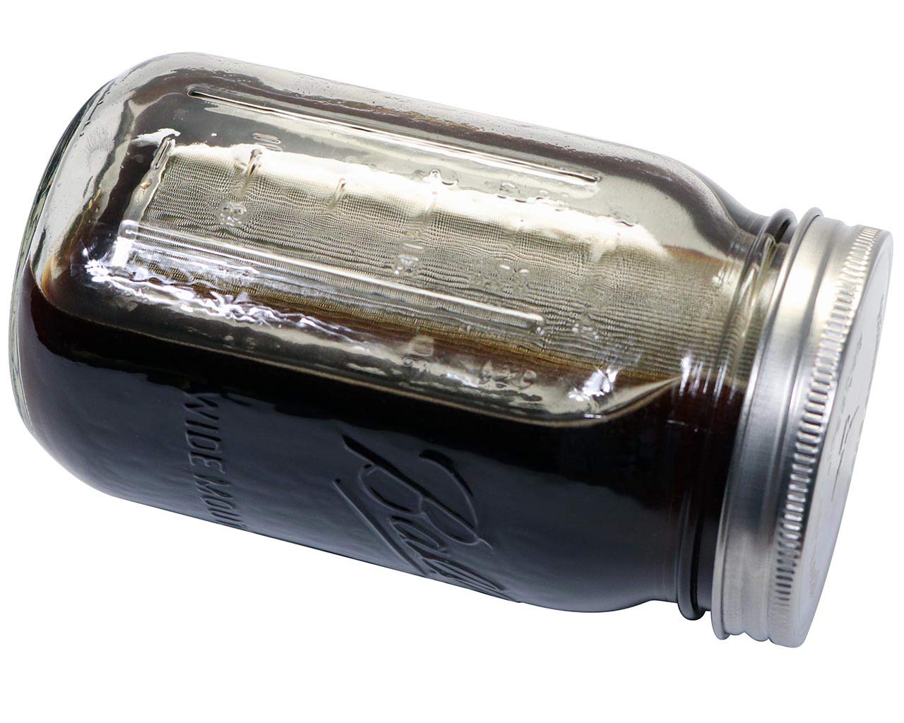 32oz Quart Cold Brew Coffee and Tea Maker Stainless Steel Filter for Mason Jars With Lid and 2 Silicone Seals (No Jar)
