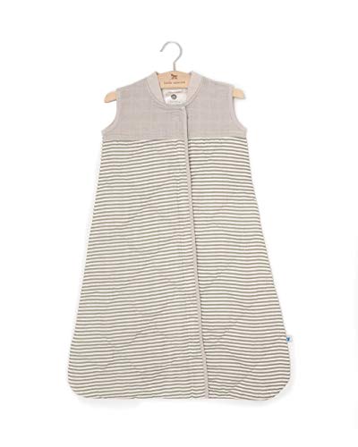 Little Unicorn Cotton Muslin Quilted Sleep Bag | 100% Cotton | Super Soft and Lightweight | Baby | Size Small: 0-6 Months | Machine Washable | 2.6 TOG (Grey Stripe)