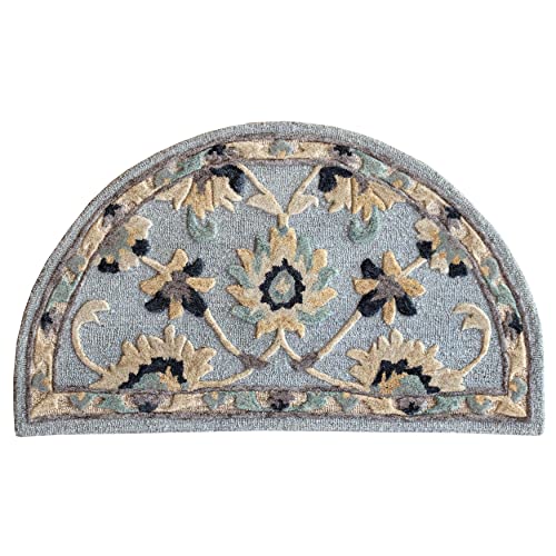 Lr Home Ox Bay Constance Gray Traditional Floral Filigree Organic Wool Indoor Hearth Area Rug
