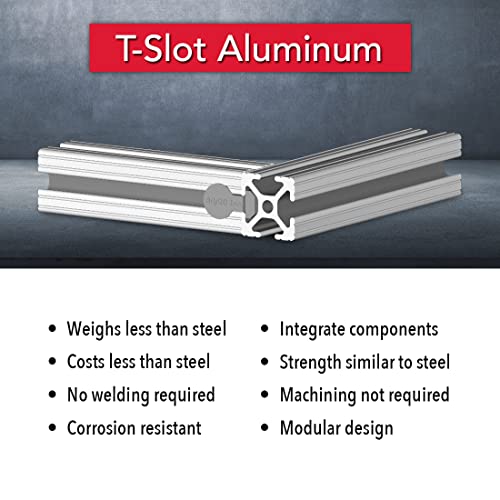 8020, 1010, 10 Series 1 Inch x 1 Inch T-Slotted Aluminum Extrusion DIY Extruded Linear Slot Bar Rail 80/20 (89" Long, Clear Anodize)
