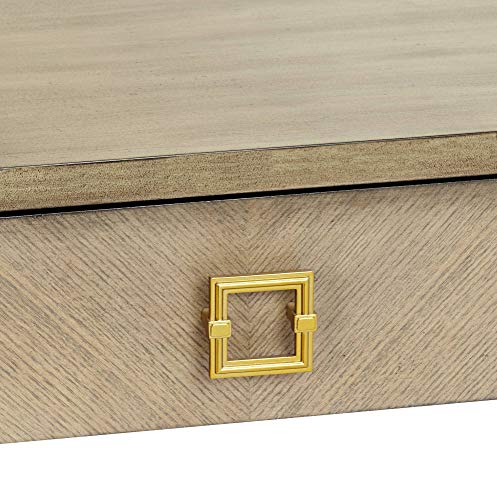 Coast to Coast Wheaton Modern Metal Ash Wood Rectangular Writing Desk 49 1/2" x 23" with 2-Drawer Gold Brown Open Leg for Living Room Bedroom Bedside Entryway House Balcony Office Bathroom
