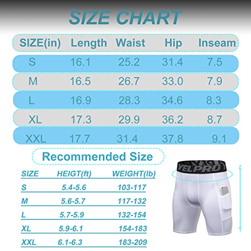 3 Pack Compression Shorts for Men Red Spandex Running Workout Athletic Baselayer Underwear Fitness Shorts Pocket